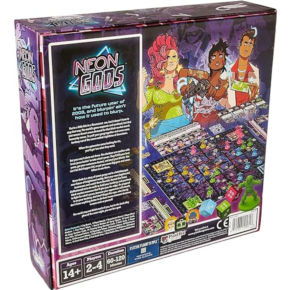 Neon Gods Board Game - Join a Dystopian Street Gang! Cyberpunk Sci-Fi Adventure Game, Strategy Game for Kids & Adults, Ages 14+, 2-4 Players, 30-120 Min Playtime, Made by Plaid Hat Games
