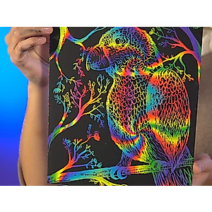 Marvin's Magic - Super Bright Scratch Art - x48 Premium Magic Scratch Boards - Scratch Art Kit with Black Scratch Paper & Rainbow Scratch Paper - Scratch Art for Kids