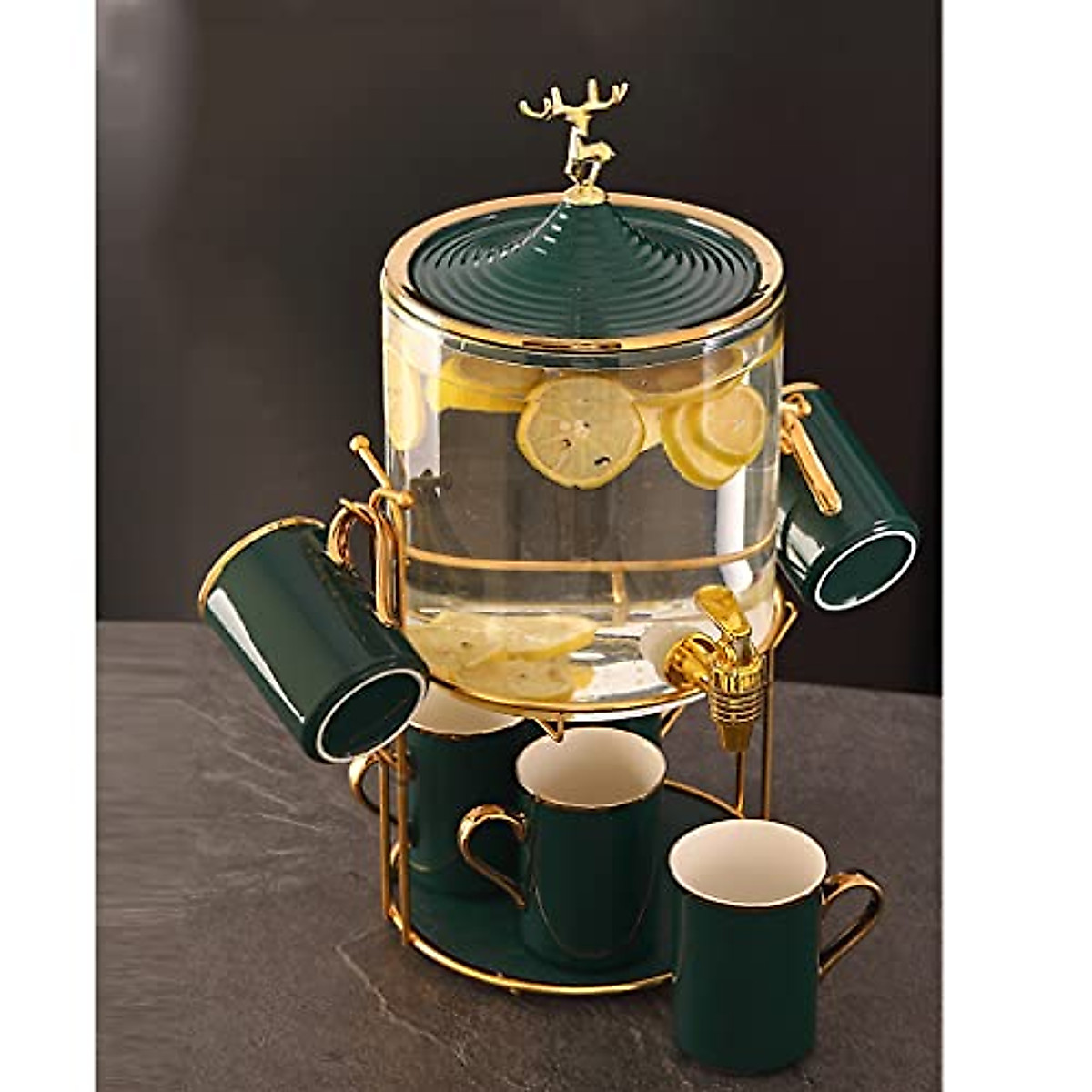 EVANEM with Faucet Glass Cool Kettle Living Room Ceramic Cup Set Tea Cup Set Fruit Tea Bucket Cold Kettle (Color : E, Size : As the picture shows)