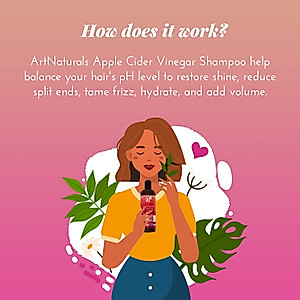 Artnaturals Apple Cider Vinegar Shampoo – (12 Fl Oz / 355ml) – for All Hair Types - Plant Base Blend - Coconut Oil and Vitamin E for Split Ends, Shine, Stronger and Smoother