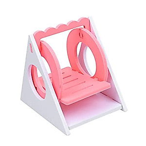 POPETPOP Hamster Toys Swing Wooden Hanging Triangle Swing Pet Hammock Mouse Rat Hamster Playing Rocking Chair Toy for Small Pet (Need to Assemble)