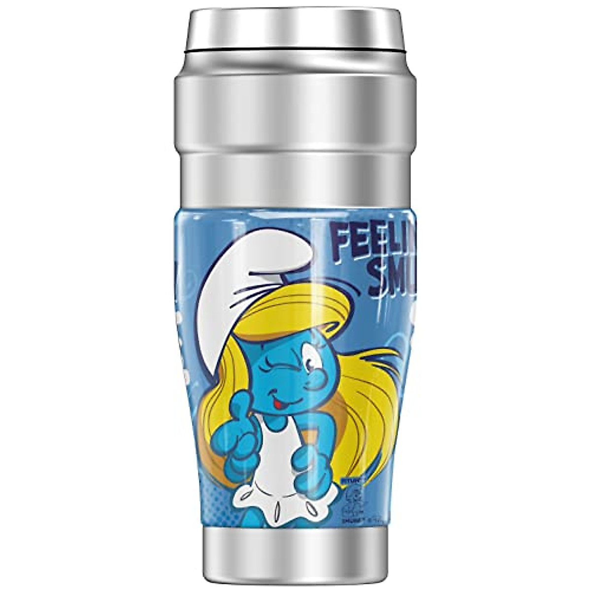THERMOS The Smurfs OFFICIAL Smurfette Floral Feeling Smurfy STAINLESS KING Stainless Steel Travel Tumbler, Vacuum insulated & Double Wall, 16oz