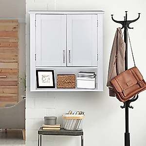 ZenStyle Bathroom Wall Cabinet Over The Toilet, White Medicine Cabinet with 2 Doors and Adjustable Inner Shelves, for Bathroom, Living Room