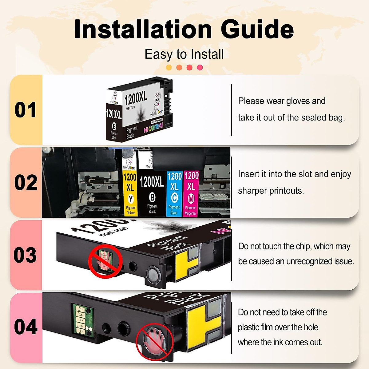Miss Deer 10 Pack 1200XL Pigment Ink Cartridges Compatible for Canon PGI-1200XL PGI 1200 XL, High Yield Work with Maxify MB2720 MB2050 MB2350 MB2320 MB2020 MB2120 (4BK,2C,2M,2Y)