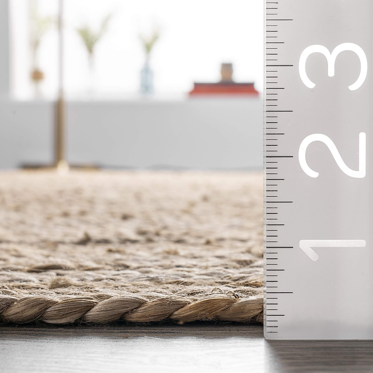 nuLOOM Rigo Hand Woven Farmhouse Jute Area Rug, 4' x 6', Natural