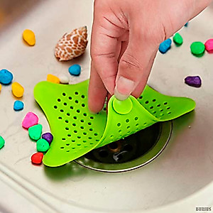 3Pcs Starfish Rubber Sink Strainers - Drain Hair Catcher - Kitchen Sink Strainer Stopper Silicone Drain Cover - Tub Drain Hair Catcher, Bathroom Sink Drain Strainer for Sink, Bathtub Strainer