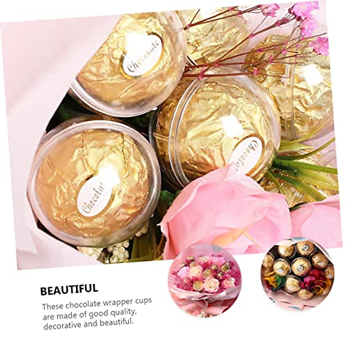 Dessert Cups 50pcs Chocolate Torus Clear Wrapping Paper Fresh Flower Bouquet Mini Cake Boxes Small Muffin Holder Chocolate Truffle Wrapper Cup Truffle Holder Truffle Cup
