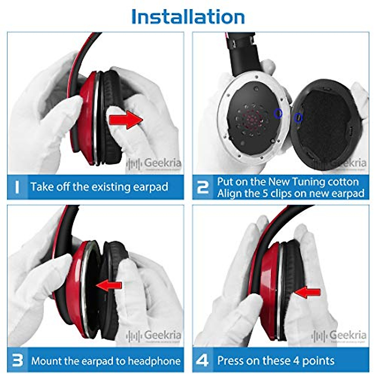 Geekria QuickFit Protein Leather Replacement Ear Pads for Monster B Studio 1.0 (1st Gen) Headphones Earpads, Headset Ear Cushion Repair Parts (Black)