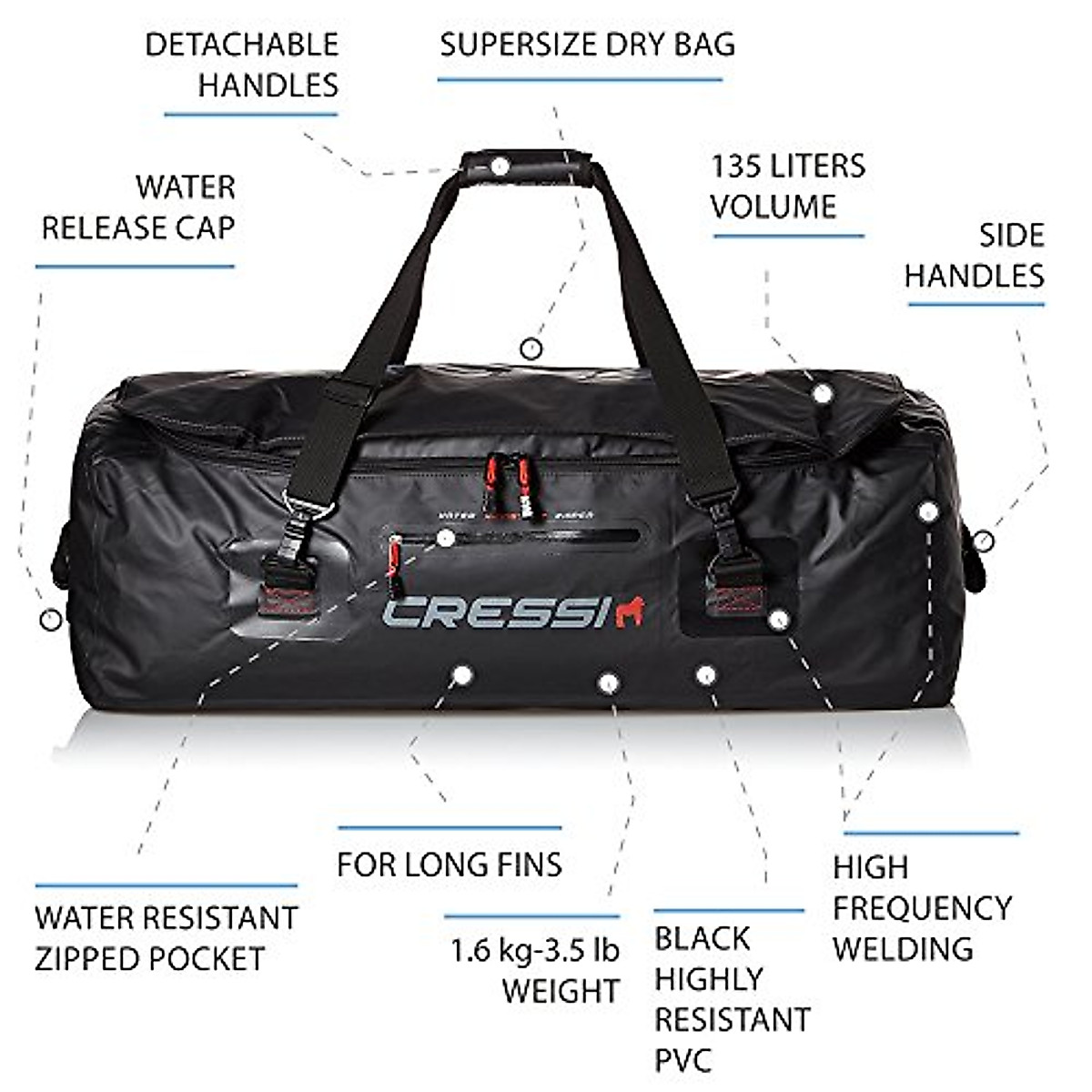 Cressi Waterproof Bag for Scuba Freediving Equipment - 135 Liters Capacity | GORILLA PRO XL quality since 1946