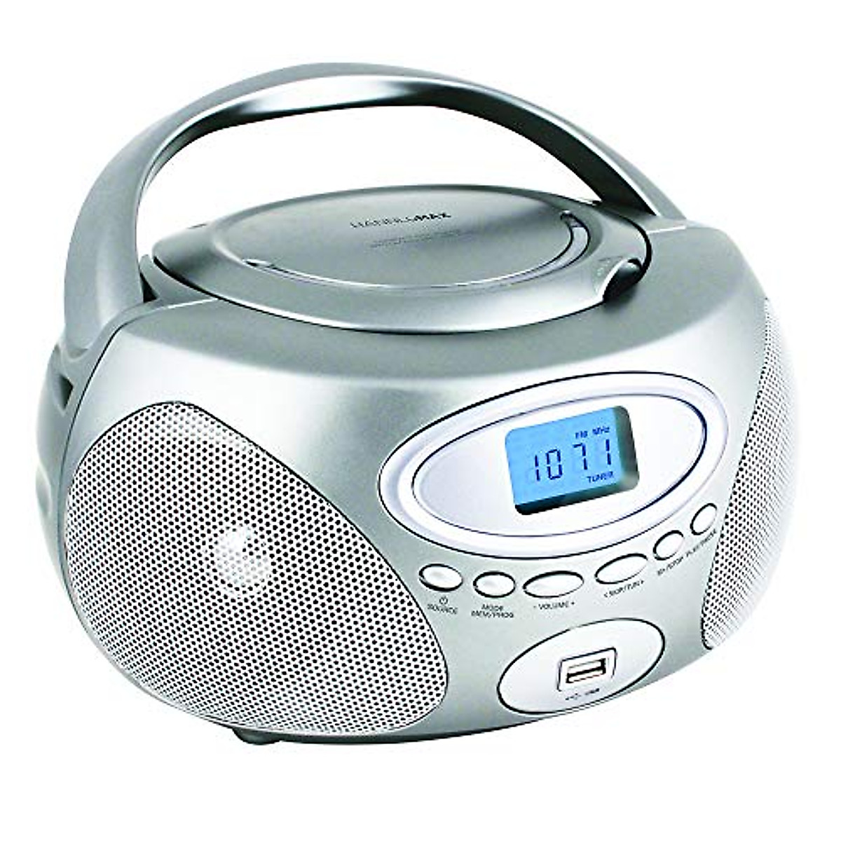 HANNLOMAX HX-311CD Portable CD/MP3 Boombox, PLL AM/FM Radio, USB Port for MP3 Playback, Aux-in, LCD Display, AC/DC Power Source (Silver)