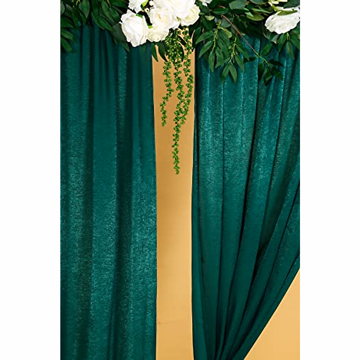 Cytdkve 2 Panels 4.8 Feet x 10 Feet Hunter Green Velvet-Like Wedding Backdrop Curtain Drapes, Silky Soft Window Curtains Panels for Wedding Ceremony Birthday Party Decorations