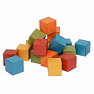 BakeBaking 50ct Mini Ring Boxes Gift 2x2x2 - Italy Pearlescent Paper in Assorted Colored (Gold Red Blue Green Orange)