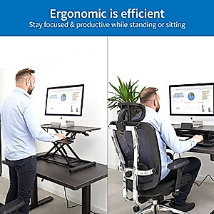 Height Adjustable Standing Desk Converter with USB, USB-C and Electric Plugs [Dual Monitor/Laptop Desk Riser with Keyboard Tray] Gas Spring Sit to Stand Workstation [Adjustable Desk for Home Office]