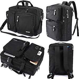 FREEBIZ Laptop Bag Convertible Backpack Business Briefcase Messenger Bag for 17.3 Inch Laptop Computer Notebook Chromebook for Men Women (Black)