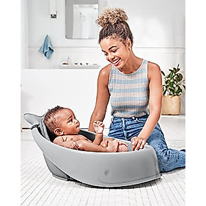 Skip Hop Baby Bath Tub, 3-Stage Smart Sling Tub, Moby, Grey