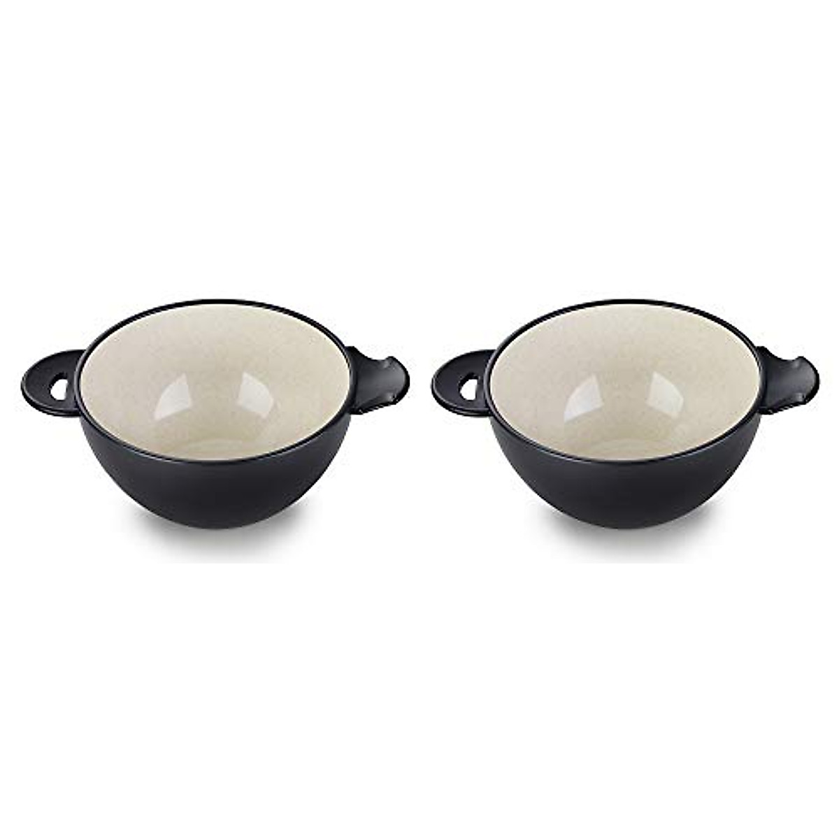 Ozeri Earth Ramen Bowl Set, Made from Plant-Derived and Other Natural Materials,993 ml, One Size, Black with Beige, 6-Piece