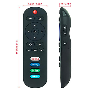 RC280 Replace Remote Control fit for TCL Roku TV 55S401 43S303 49S405 32S305 55S405 43S405 33S301 40S305 43S305 49S305 65S405 40S3800 55US57 32S301 55S403 with Netlix Disney Hulu Vudu Key PERFASCIN