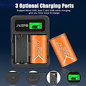 JYJZPB 2800mAhx4 Controller Rechargeable Batteries with Dual Charger for Xbox One/Xbox Series X/Xbox Series S/Xbox One X|S/Xbox One Elite Wireless Controller, Xbox Accessories