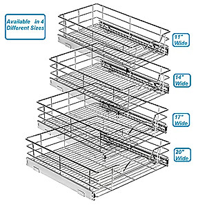 HOLDN’ STORAGE Pull Out Cabinet Organizers – 5” High Slide Pull Out Drawers for Kitchen Cabinets – Heavy Duty-with 5 Year Limited Warranty – Basket Size 14"W x 21"D x 5"H