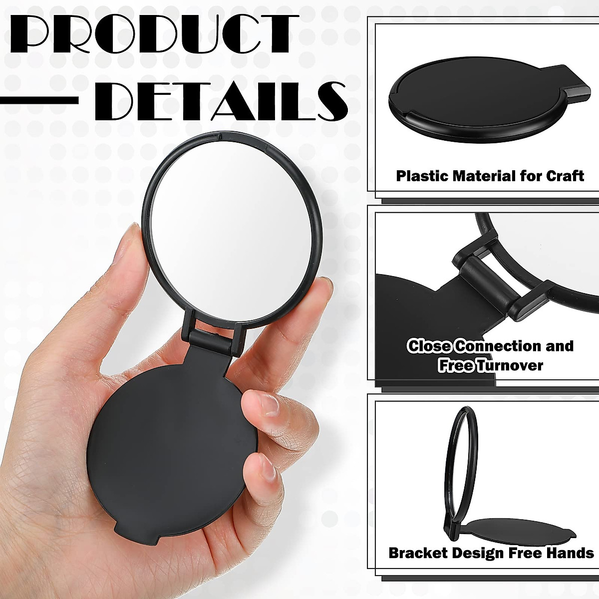 150 Pieces Mini Folding Round Compact Portable Pocket Mirror Bulk Travel Makeup Small Vintage Mirror for Cosmetic Purse Bag Women Daily Use, Black and White