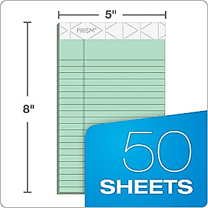 TOPS 63090 Prism Plus Colored Legal Pads, 5 x 8, Green, 50 Sheets (Pack of 12)