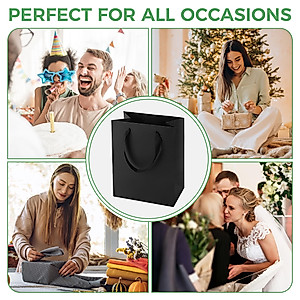 MOXARYSU Medium Black Gift Bags: 8x5x10 Inch 12pcs Black Paper Gags Bulk For Party Shopping Birthday Wedding