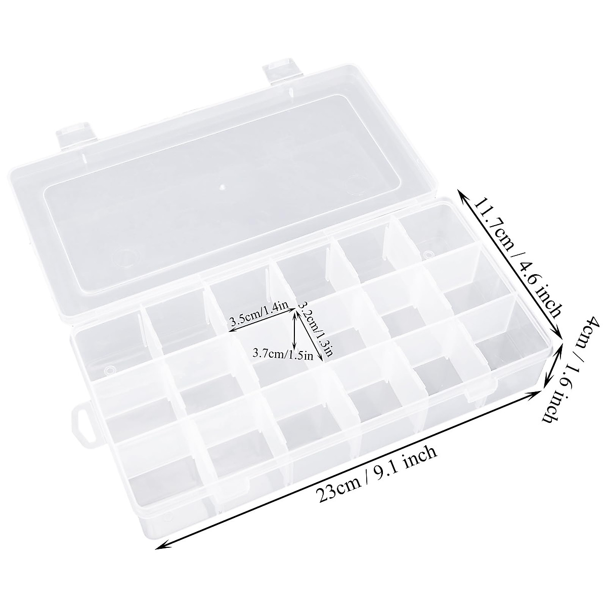LOLYSIC 10 Pack 18 Grids Plastic Compartment Container, Clear Plastic Organizer Container Storage Box with Dividers for Jewelry, Art DIY Crafts, Washi Tapes, Beads, and Small Parts
