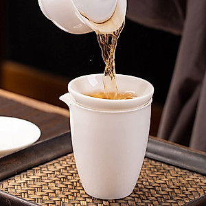 YARNOW Ceramic Chinese Gong Kung Fu Tea Cup Milk Pitcher Cha Hai Tea Fairness Cup Sharing Pitcher Gong Dao Bei Cup (White)