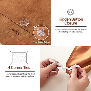 Simple&Opulence French Linen Duvet Cover Set 88" x 92"- 3 Pieces (1 Comforter Cover,2 Pillowcases)- Natural Flax Cotton Blend-Solid Color Breathable Farmhouse Bedding-Rust, Queen