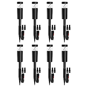 DOREIO 5W Low Voltage Landscape Pathway Lights with Connectors 12V Outdoor Landscape Lighting LED Bollard Path Lights Wired IP65 Waterproof Warm White Walkway Lights for Garden Yard Lawn (8Pack)