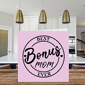 Step Mom Mothers Day Card - Best Bonus Mom Ever - Funny Novelty Happy Birthday Mother's Day Card from Step-Daughter Son, 5.7 x 5.7 Inch Birthday Greeting Cards for Step Mom Mommy Mama