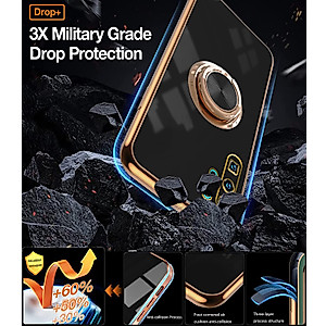 Wousunly Compatible with Huawei P30 Pro Case Ring Holder Magnet Green, Huawei P30 Pro Phone Case Silicone Shockproof Plate Luxury Slim Cover (Black)