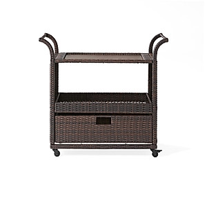 Christopher Knight Home Azriel Indoor Wicker Bar Cart, Multibrown