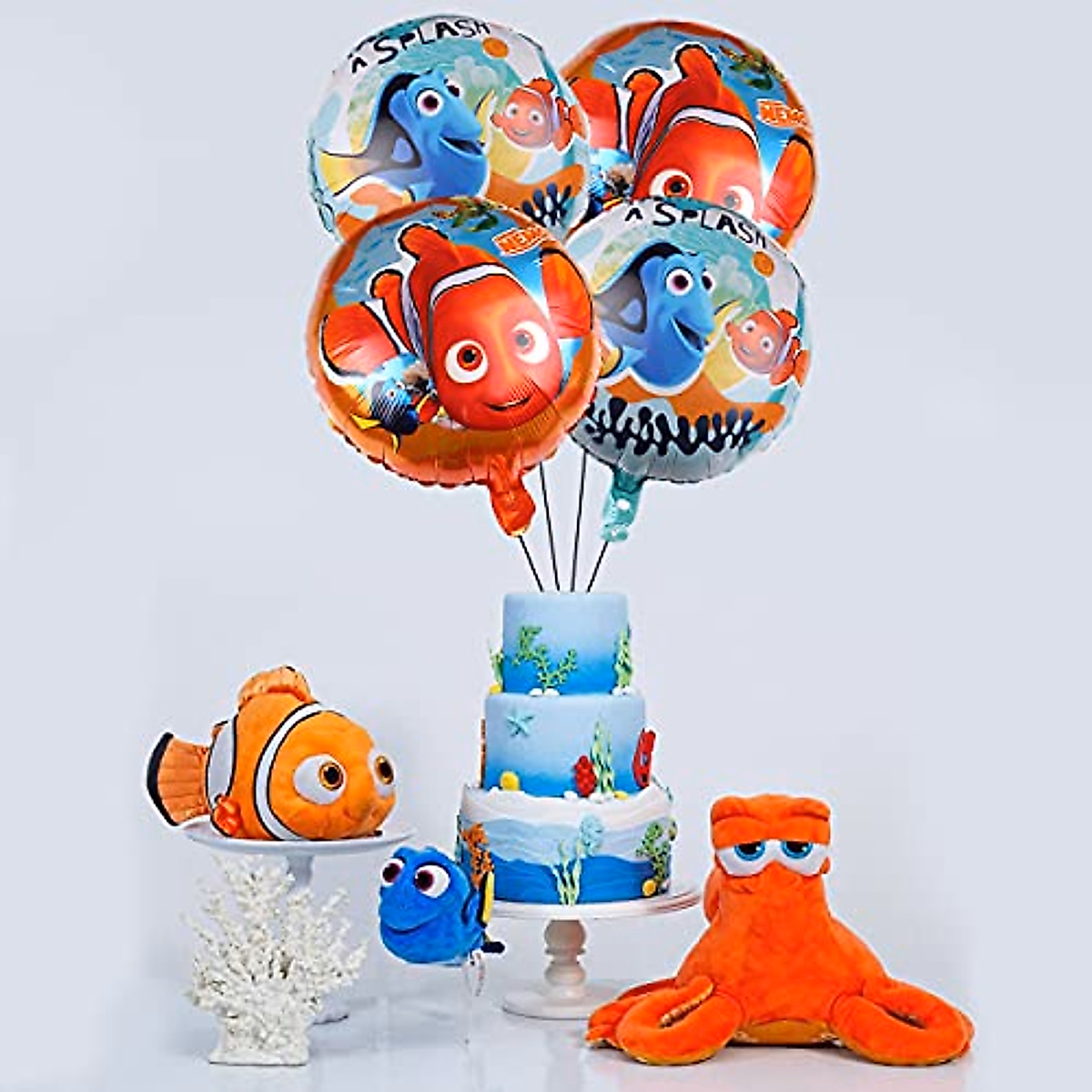 4 pcs Finding Nemo balloon Finding Nemo theme party supplies, large 18 inch aluminum film balloon birthday party supplies decoration