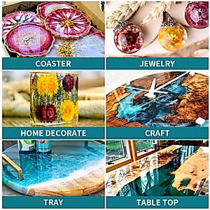 Epoxy Resin - 16 Oz. Art Resin, Crystal Clear Resin Kit, Epoxy Casting and Coating for Art, Jewelry, Tumblers, River Tables, Easy Mix 1:1 Resin Epoxy with Sticks, Graduated Cups and Gloves
