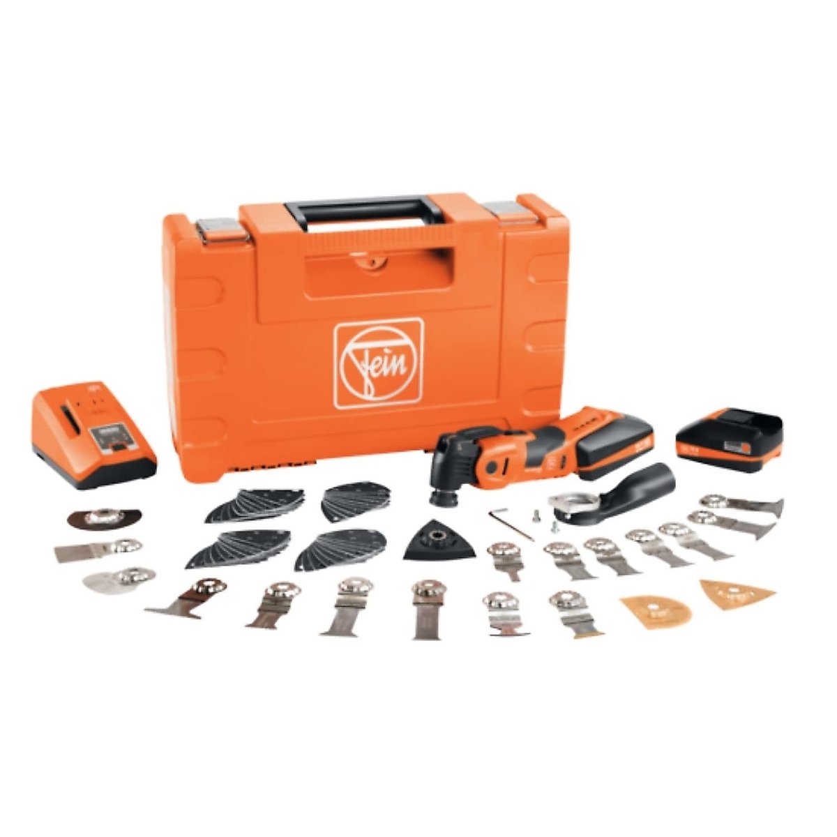 Fein Multimaster Tool AMM 700 Max Top Oscillating Kit - 18V Battery-Powered Cordless Multi Tool for Interior Work and Renovation - Includes 60 Accessories with Case - 71293461090