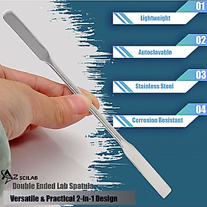 A2Z-SQRD4-7 Stainless Steel Double Ended Micro Lab Spatula Sampler, Square & Round End, 7" Length, 4/Pack