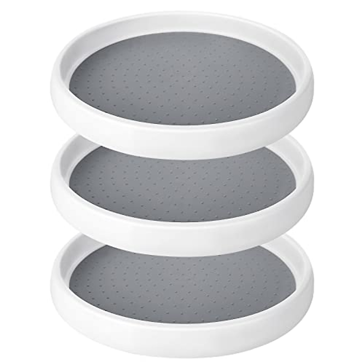 PETTYOLL 3PCS Lazy Susan Turntable, 10Inch Non-Skid Lining Kitchen Storage Turntable for Cabinet, Pantry, Refrigerator, Countertop, Gray