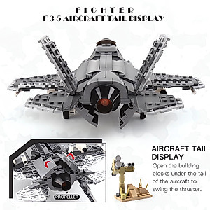 MEOA 646 Pcs F-35B Lightning II Plane Building Toys WW2 Fighter Jet F35 Model Kits Military Airplane Building Blocks Set Bricks Toy Gifts for Kids and Adults