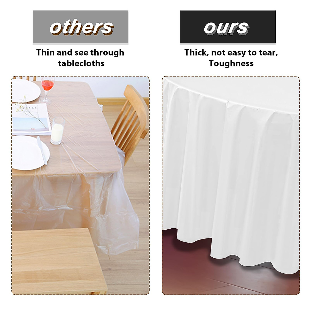 Fixwal Round Plastic Tablecloth Disposable, 12 Pack 84 Inch White Round Tablecloth, Table Cloth for Parties Picnic Birthday Wedding Banquet