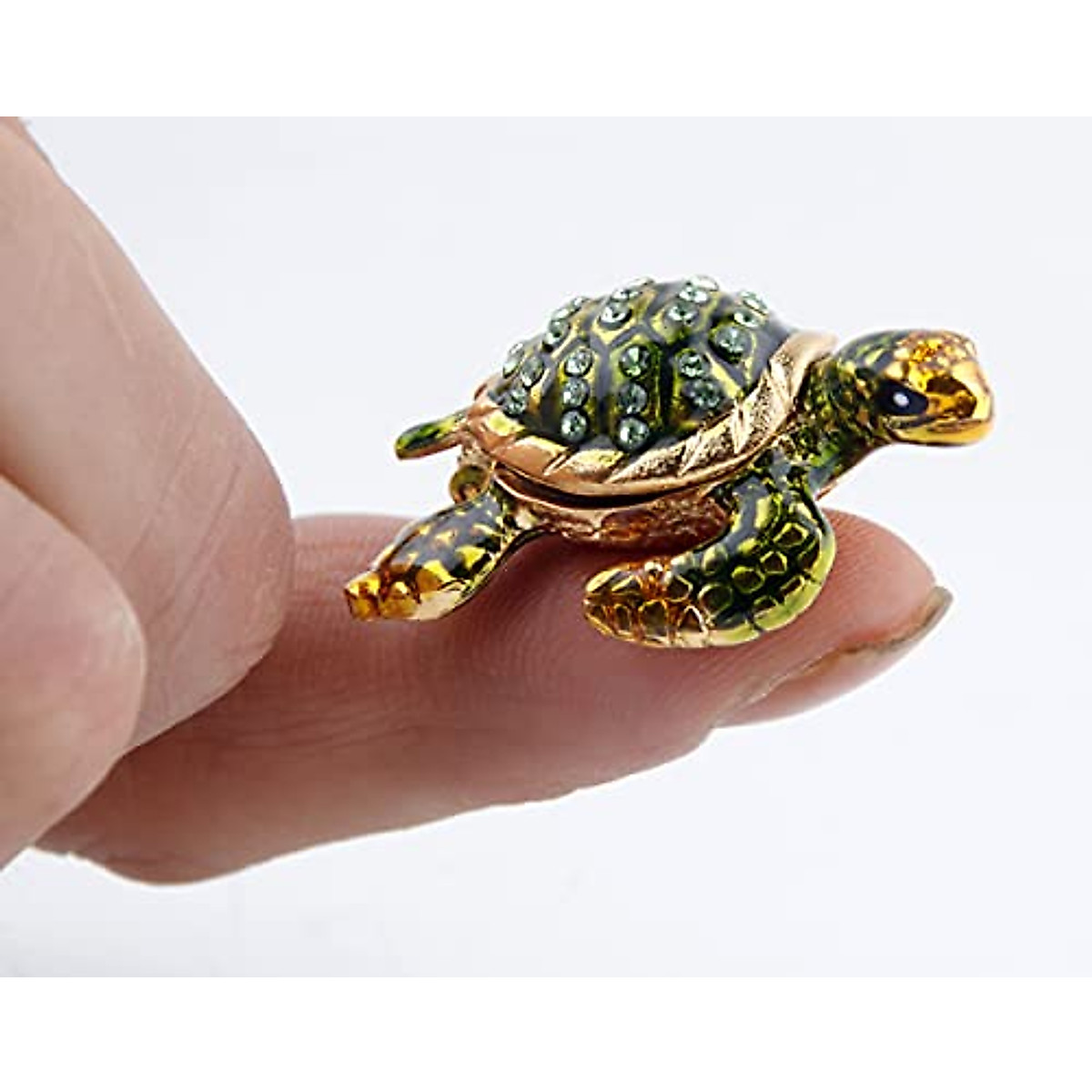 SEVENBEES Mini Sea Turtle Figurine Trinket Box Hinged Jewelry Boxes