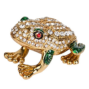 QIFU Hand Painted Enameled Frog Style Decorative Hinged Jewelry Trinket Box Unique Gift for Home Decor