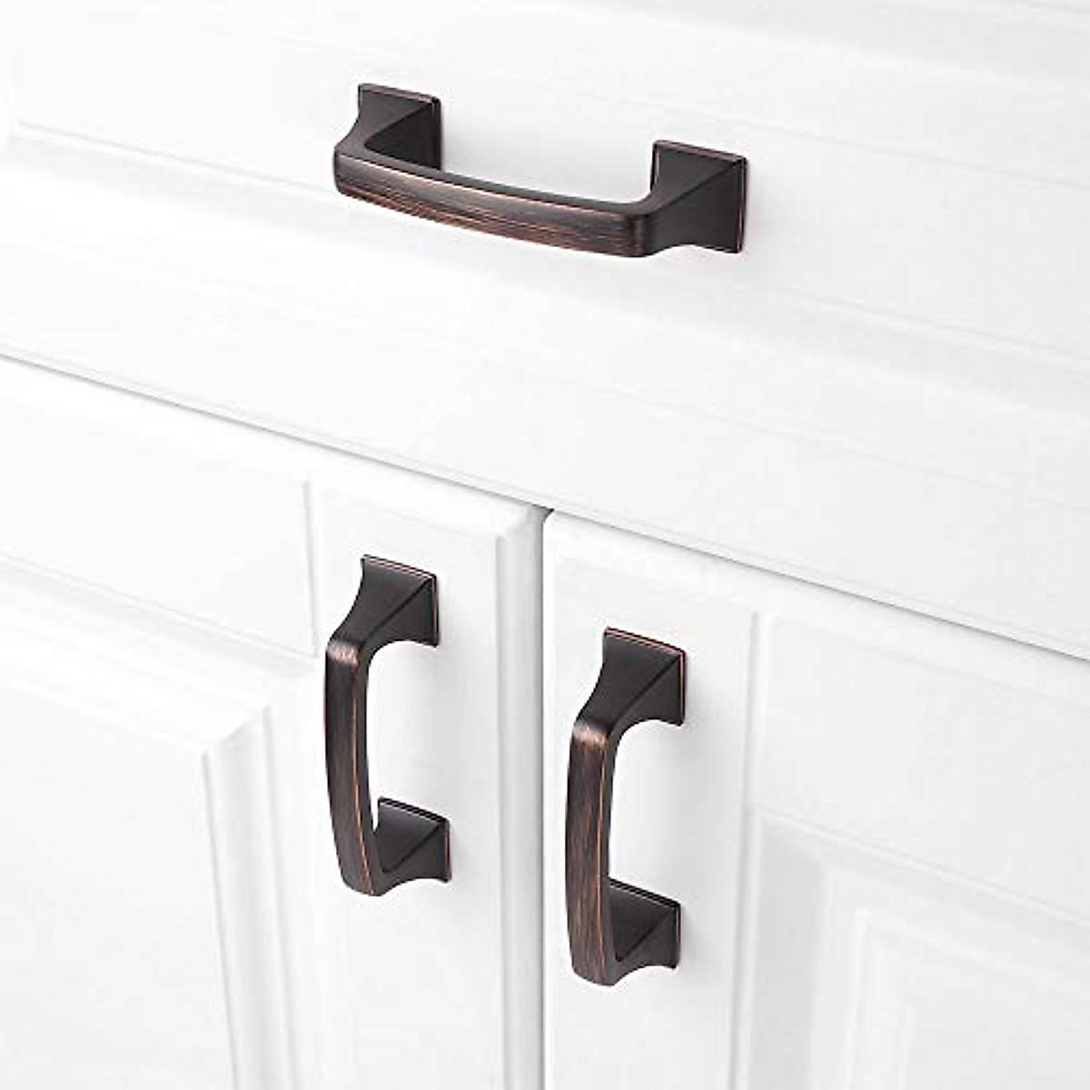 KOOFIZO 20-Pack Big Square Foot Cabinet Arch Pull - Oil Rubbed Bronze Furniture Handle, 3 Inch/76mm Screw Spacing for Kitchen Cupboard Door, Bedroom Dresser Drawer, Bathroom Wardrobe Hardware