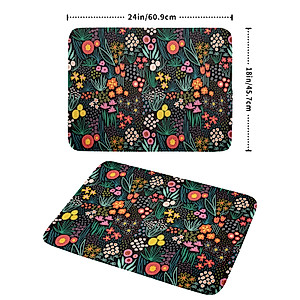 Giwawa Colorful Flowers Dish Drying Mats for Kitchen Counter 18 X 24 Inch Spring Floral Microfiber Dish Mat, Reversible Dish Drainer Mats Countertops Protector Pad