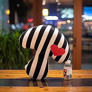 HXIYAN Black and White Striped Cushion, Shaped Pillow, Plush Mushroom Pillow, Lovely Chair, Sofa, Bedroom Decorative Pillow (15.7in, Love Stripe)