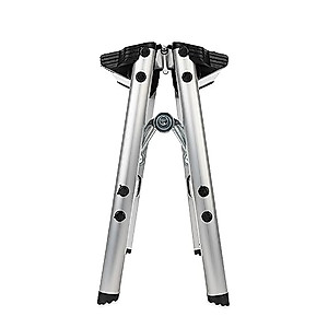 Camco Folding Metal Step Stool - Perfect for Hard to Reach Areas in Kitchens and Closets, Great as a Truck Stool, Folds for Easy Storage (43672), Silver,One Size