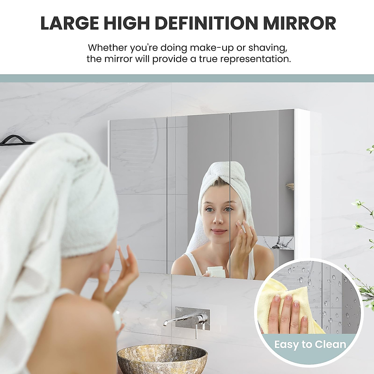 Giantex Bathroom Medicine Cabinet with Mirror - Extra Large Wall Mounted Cabinet with 3 Frameless Mirrored Doors, 2 Adjustable Shelves, 36” x 25.5” Recessed or Surface Mount Bathroom Cabinet