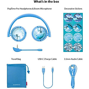 Kids Tablet Bundle: Includes Amazon Fire HD 10 Kids Pro tablet, 10.1" (2021 Release) | 32 GB | Intergalactic & Made for Amazon Bluetooth Kids Headphones with Boom Microphone Ages (7-12) | Blue