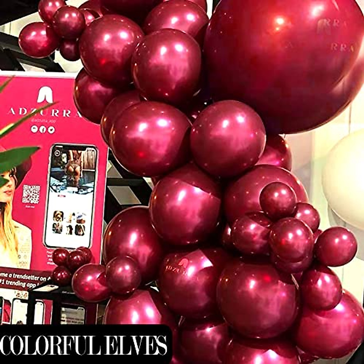 AULE Burgundy Chrome Metallic Latex Balloons 12 Inch 100 Pcs Maroon Balloon for Birthday Party Decorations