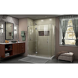 DreamLine Unidoor-X 58 1/2 in. W x 34 3/8 in. D x 72 in. H Frameless Hinged Shower Enclosure in Chrome, E32806534L-01